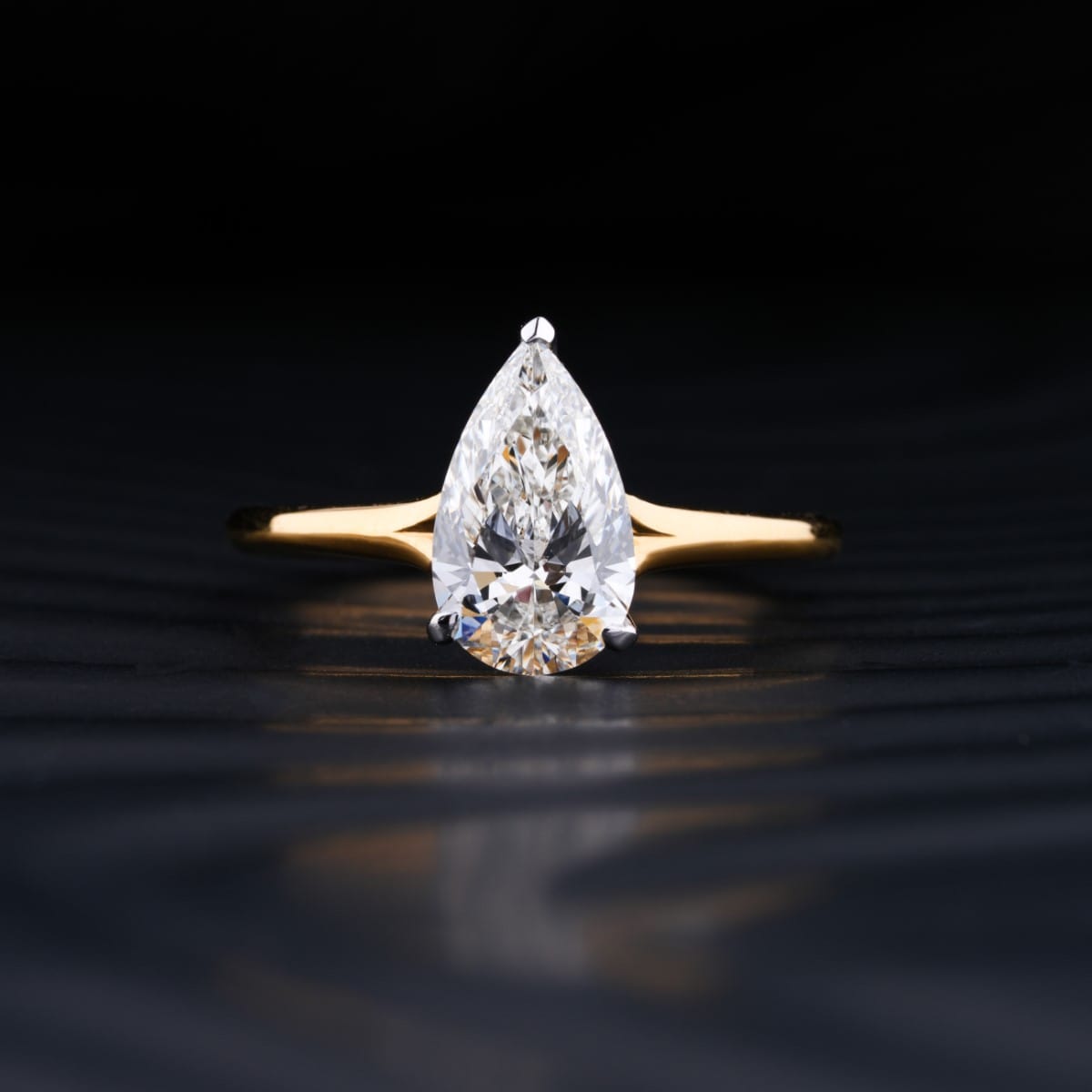 2 Carat Pear Shaped Solitaire Diamond Ring | Earthly Jewels