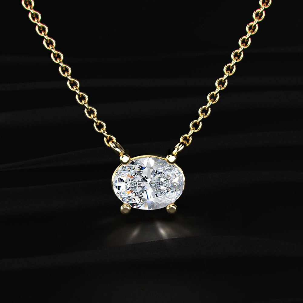 Sideways Oval Solitaire Necklace – Contemporary Diamond Jewellery ...
