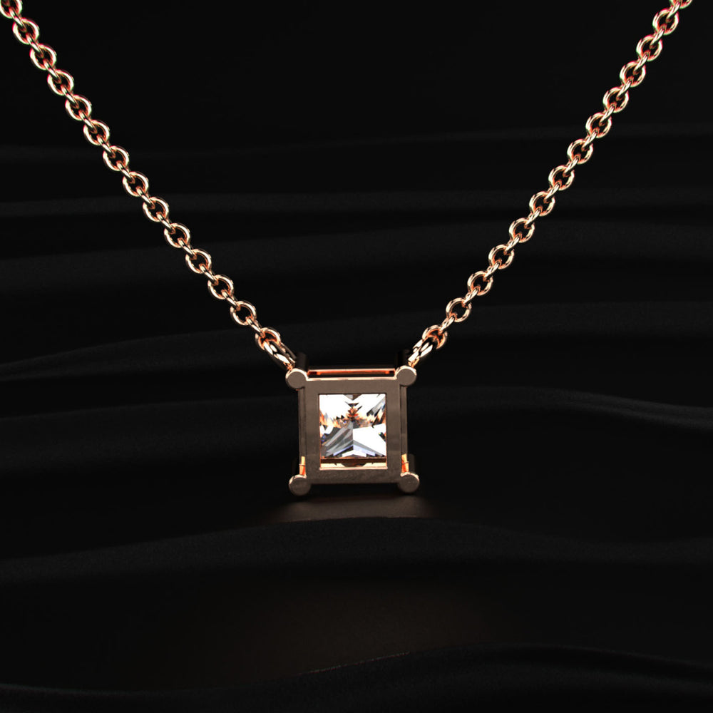 Princess‑Cut Diamond Necklace | Modern Solitaire Pendant – Earthly Jewels