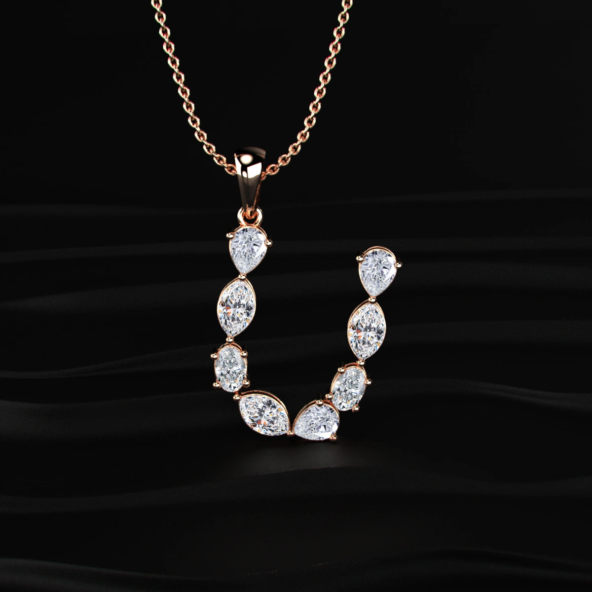 U Alphabet Diamond Pendant – Elegant Personalized Jewellery – Earthly ...