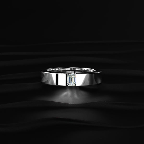 Men’s Emerald Cut Diamond Wedding Band Ring | Earthly Jewels